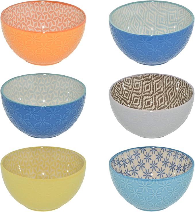 CREOFANT Lot de 6 bols à céréales multicolores - Bol à fruits, bol à ...