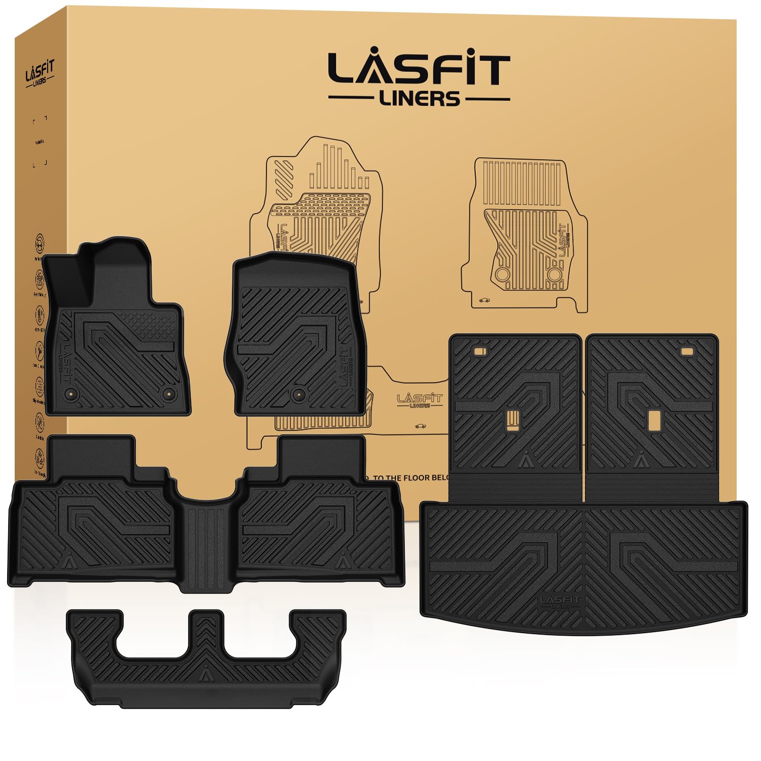 LASFIT Floor Mats & Cargo with Backrest Mat for Ford Explorer 2020-2025 ...