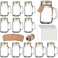 Amazon.com: TANGLONG Mason Jar with Lid and Straw，Mason Jar Cups,Mason Jar Drinking Glasses,16 ...