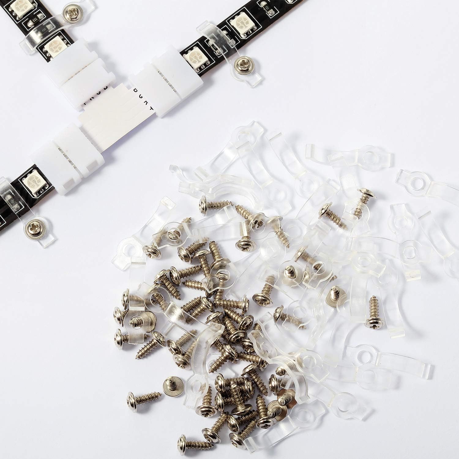20 Pieces 4 Pin LED Strip Connector and 20 Pieces Mounting Brackets ...