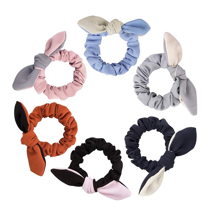 Amazon.com : Ondder 6 Pack Hair Scrunchies Rabbit Bunny Ear Bow Bowknot ...