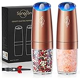 Amazon.com: Sangcon Gravity Electric Salt and Pepper Grinder Set Automatic Shakers Mill Grinder ...
