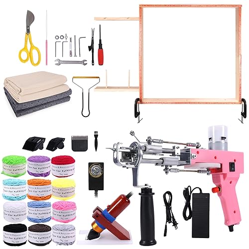 Pllieay Full Set of Rug Tufting, Rug Making Kit with 2 in 1 Cut Pile ...