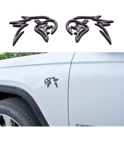 Black Red Emblems Taroal Black HellHawk Emblems Pair - Fits Jeep ...