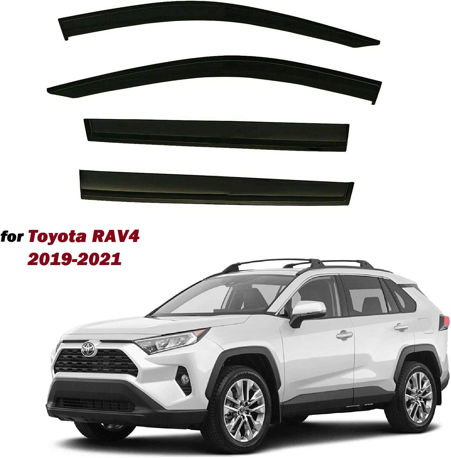 Black Tinted Side Window Vent Visor Deflectors Rain Guards for Toyota ...