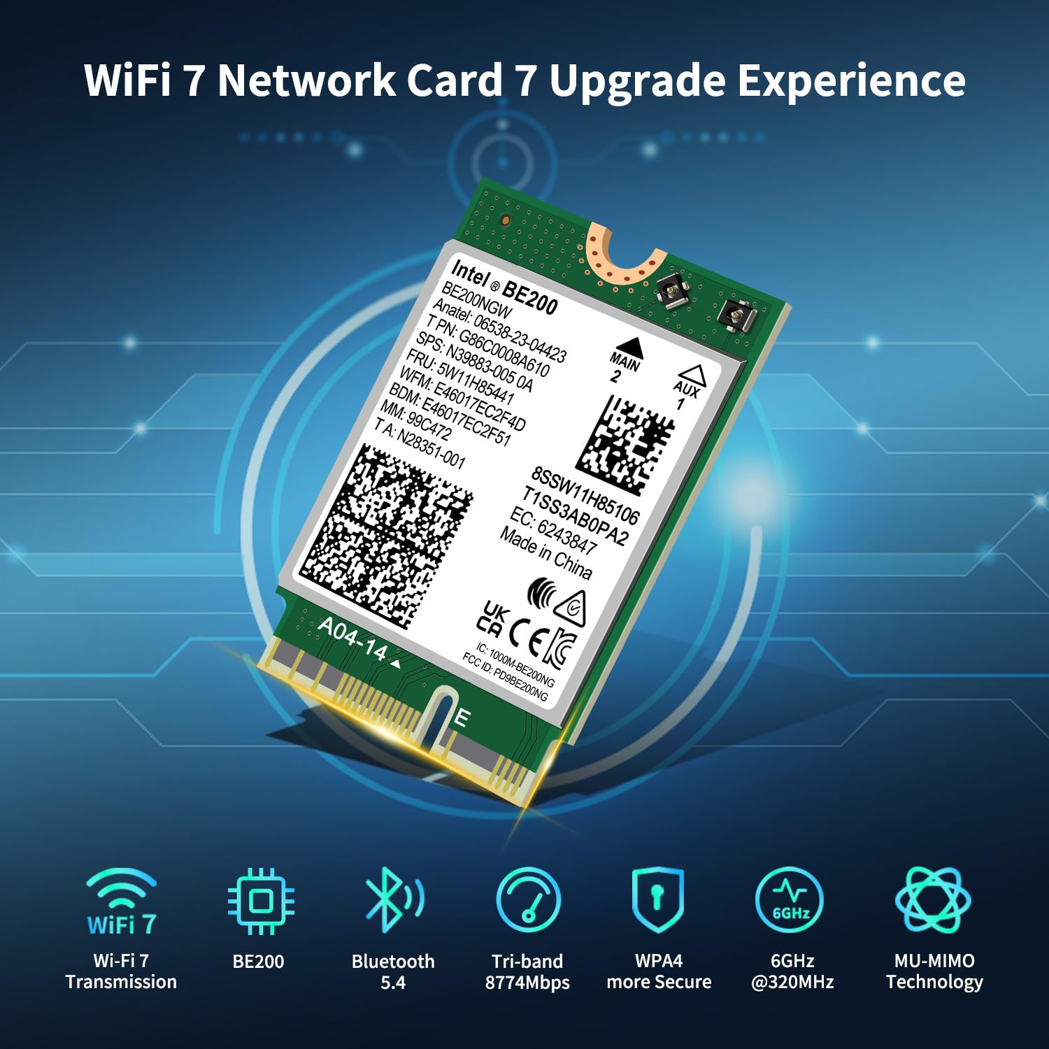 Mua WiFi 7 Wireless Card Intel BE200NGW, Bluetooth 5.4, 5800Mbps M.2/NGFF Network Support ...