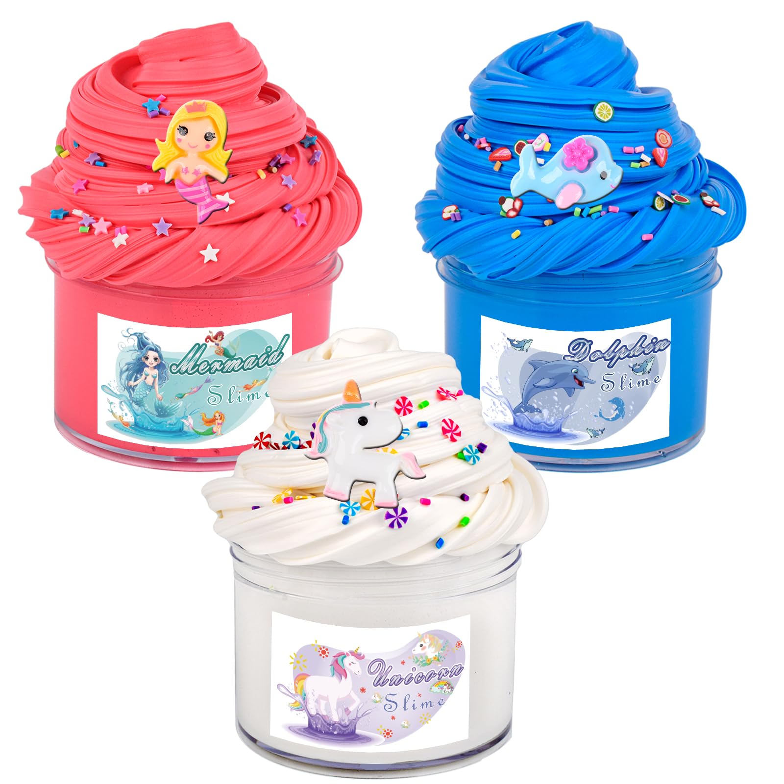 Unicorn Butter Slime,3 Pack Large-Capacity Slime, Slime Party Favors ...