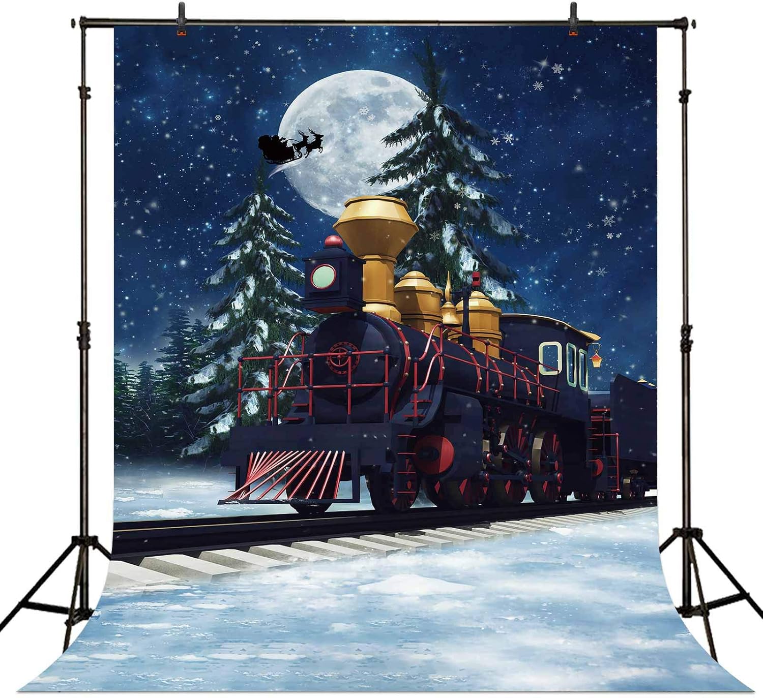 Amazon.com : Allenjoy 5x7ft Winter Christmas Train Backdrop for Holiday ...