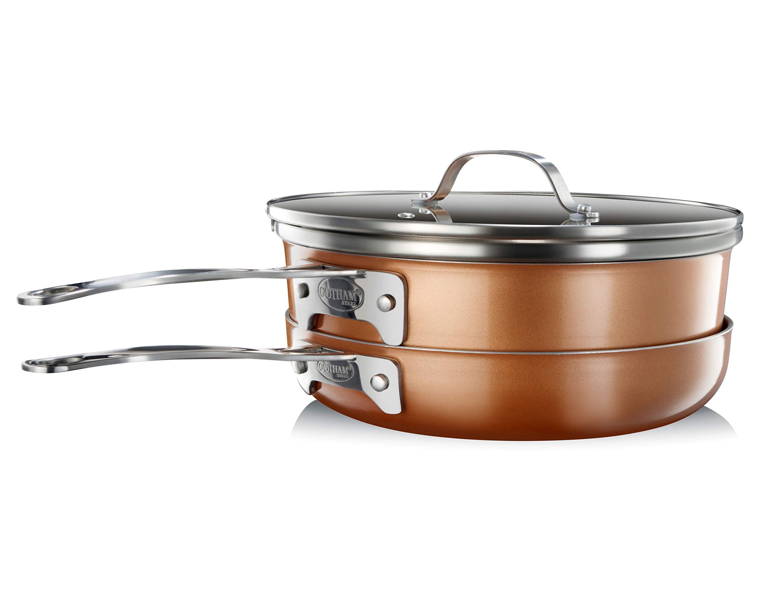 Gotham Steel Stackmaster Pots & Pans Set – Stackable 10 Piece Cookware ...