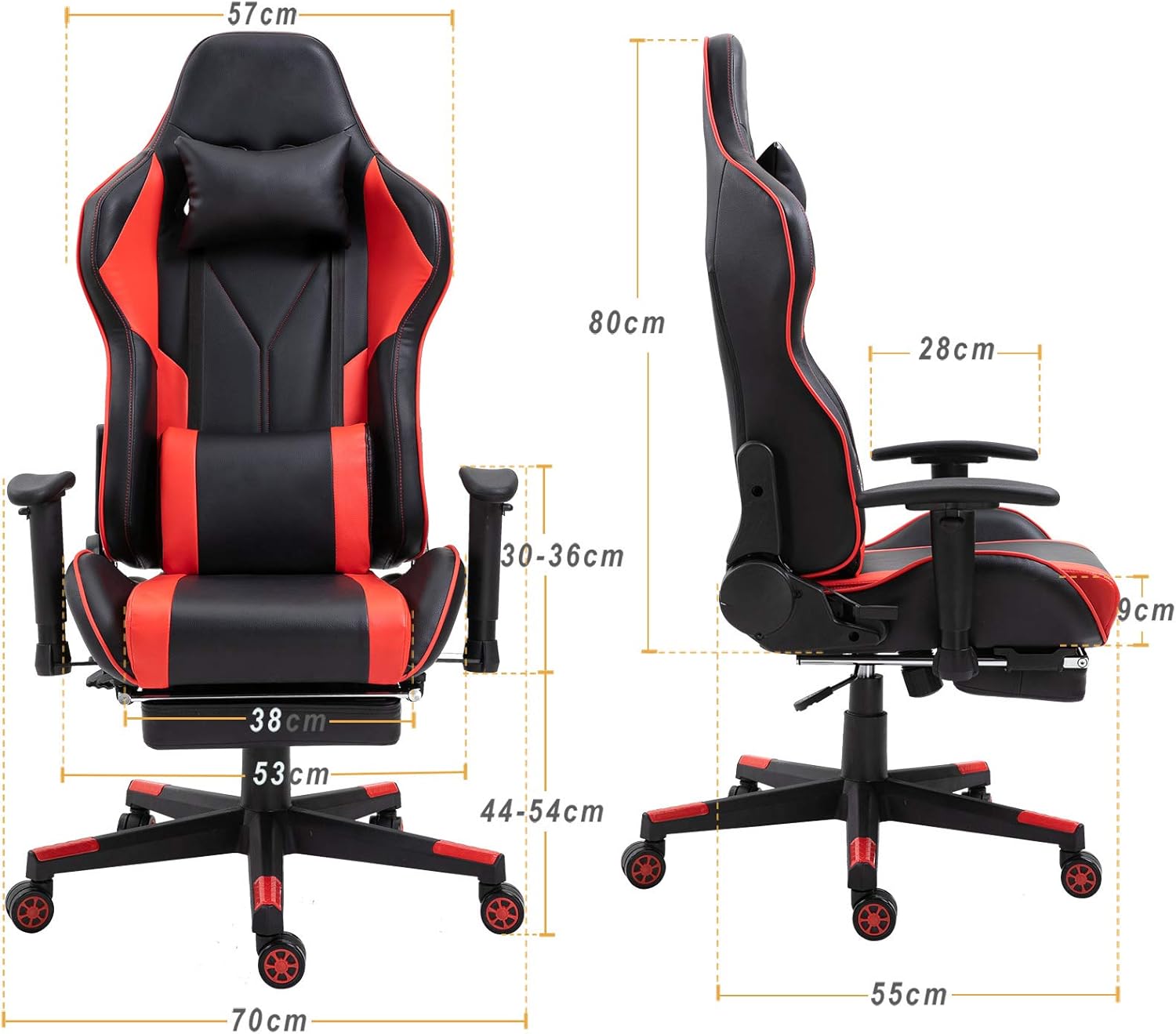 Dripex Gaming Chair Ergonomic Office Chair Adjustable Swivel Leather ...