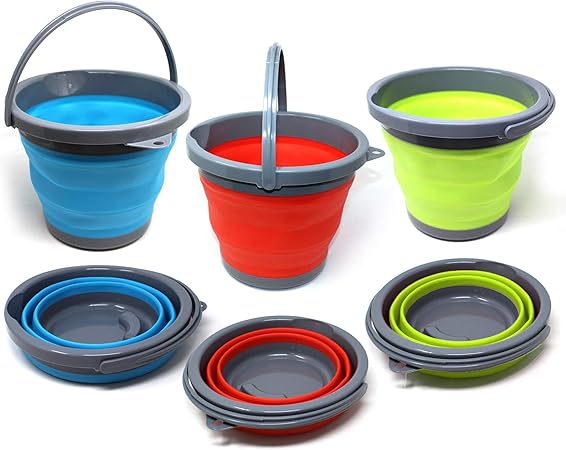 3 Pack 5 Ltr Collapsible Buckets, Portable Household Buckets - Perfect ...