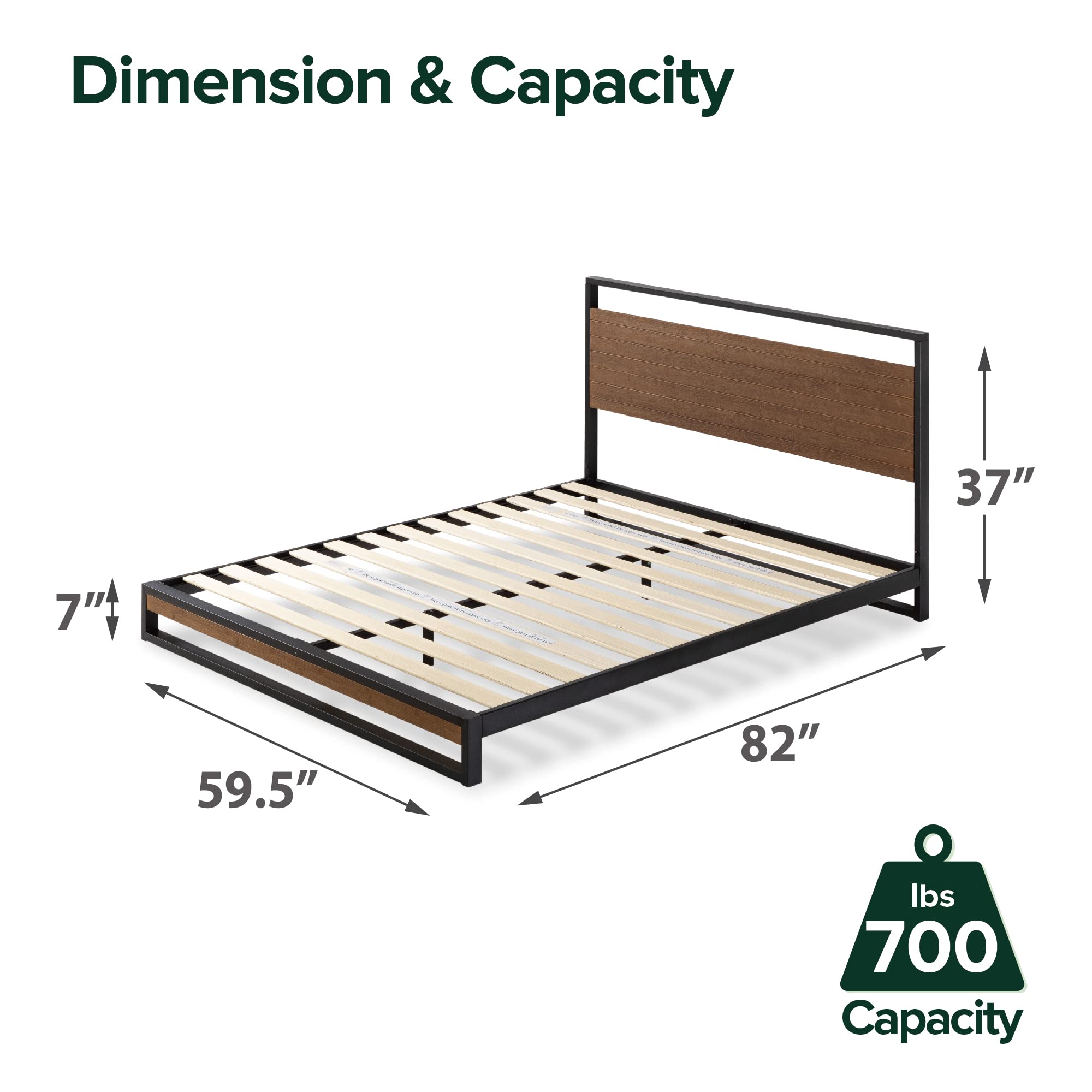 Mua Zinus Suzanne 37 Inch Bamboo And Metal Platform Bed Frame Solid