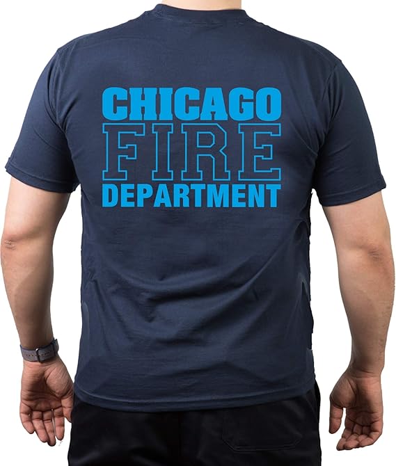 Chicago Fire Dept, Standard in Blue, Navy T-Shirt: Amazon.co.uk: Clothing