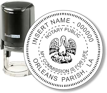 Amazon.com : ExcelMark A-43 Self-Inking Round Rubber Notary Stamp - State of Louisiana : Office ...