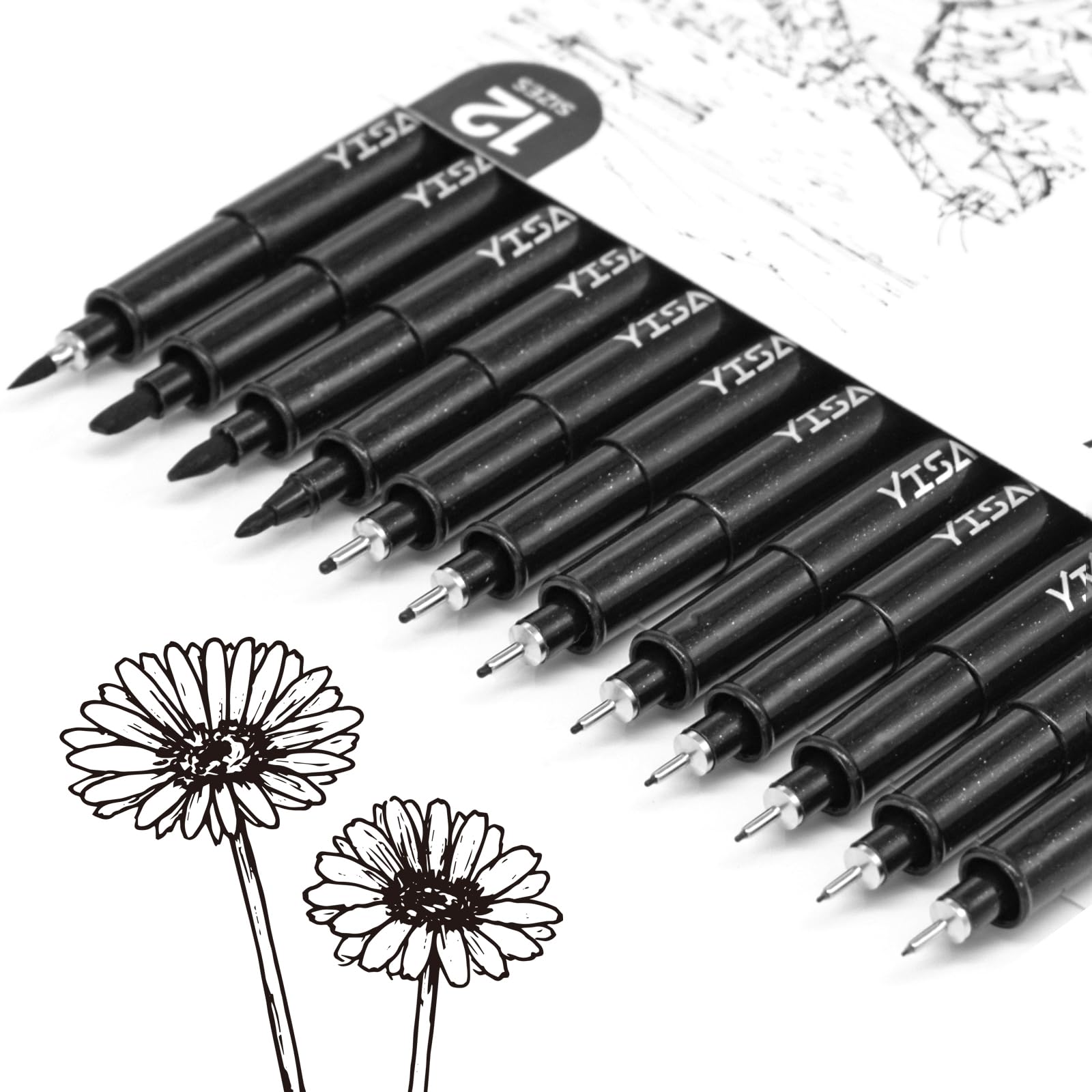 Mua Black Drawing Pens,12 Art Pens Set,Fineliner Ink Pens,Micro-Pens ...