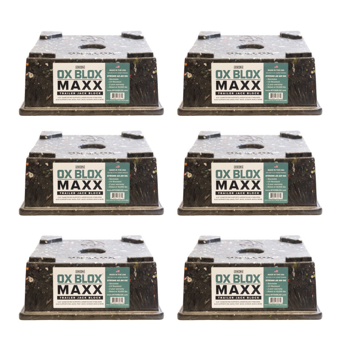 Mua 6-Pack OX BLOX MAXX Trailer Jack Block for 9" Round Feet | USA Made ...