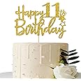 Amazon.com: Gold Glitter Happy 11th Birthday Cake Topper - 11 Sign Cake ...