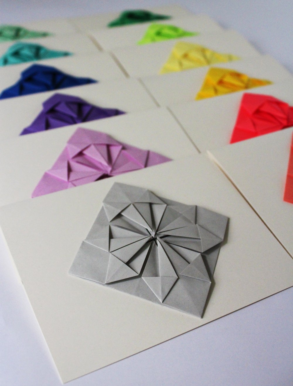Amazon.com: Origami Greeting Cards - Set of 12 - Rainbow Colors ...