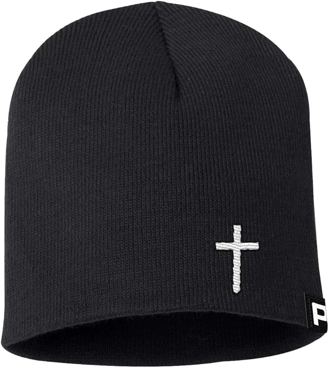 Printed Kicks Christian Cross Knit Beanie (Black) at Amazon Men’s ...