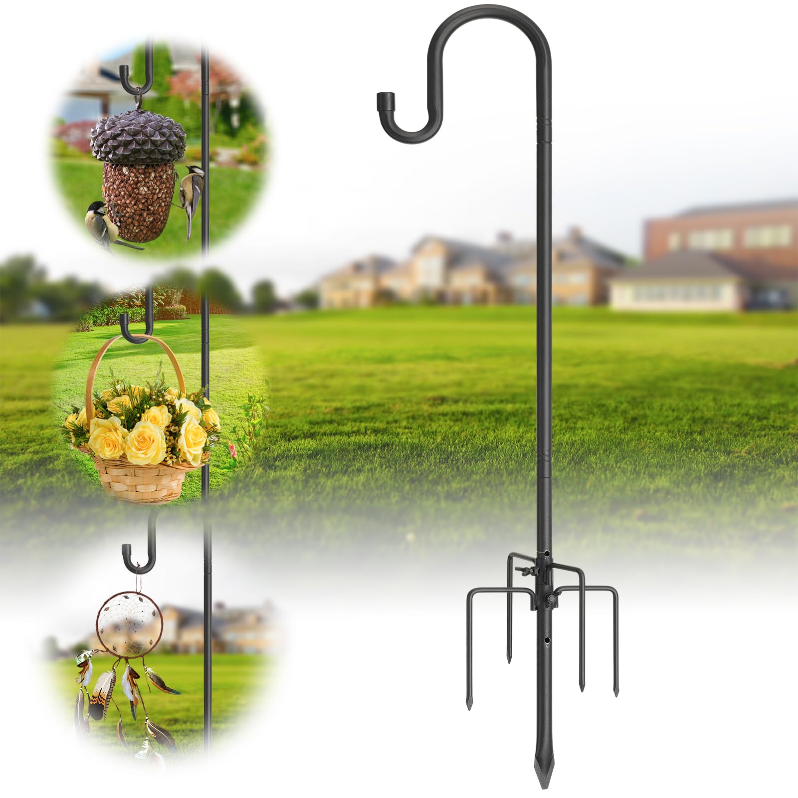 Hummingbird Feeder Stand Pole -92 inch Shepherds Hooks for Outdoor ...