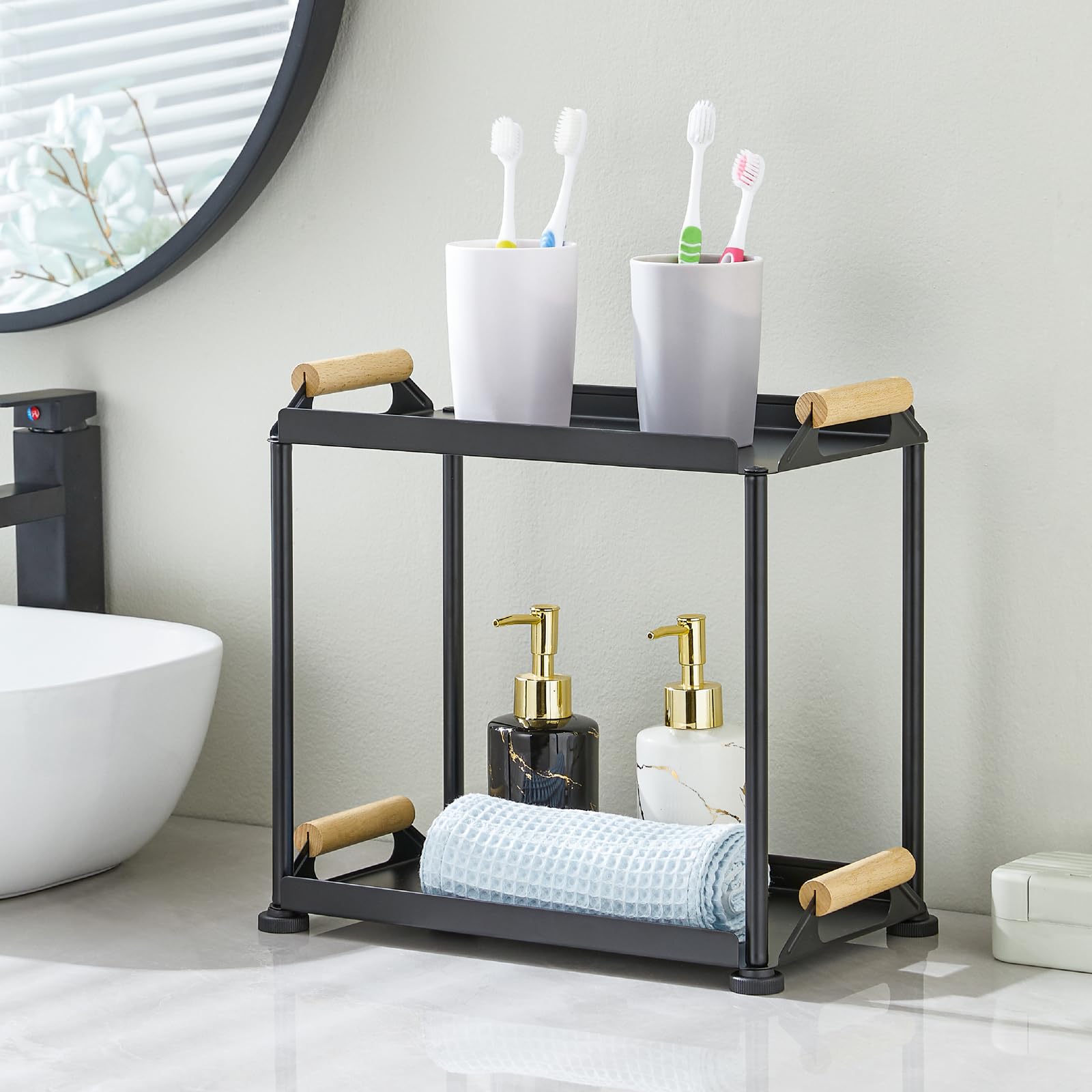 Aduanbang Bathroom Organizer Countertop, 2-Tier Counter Storage Shelf ...
