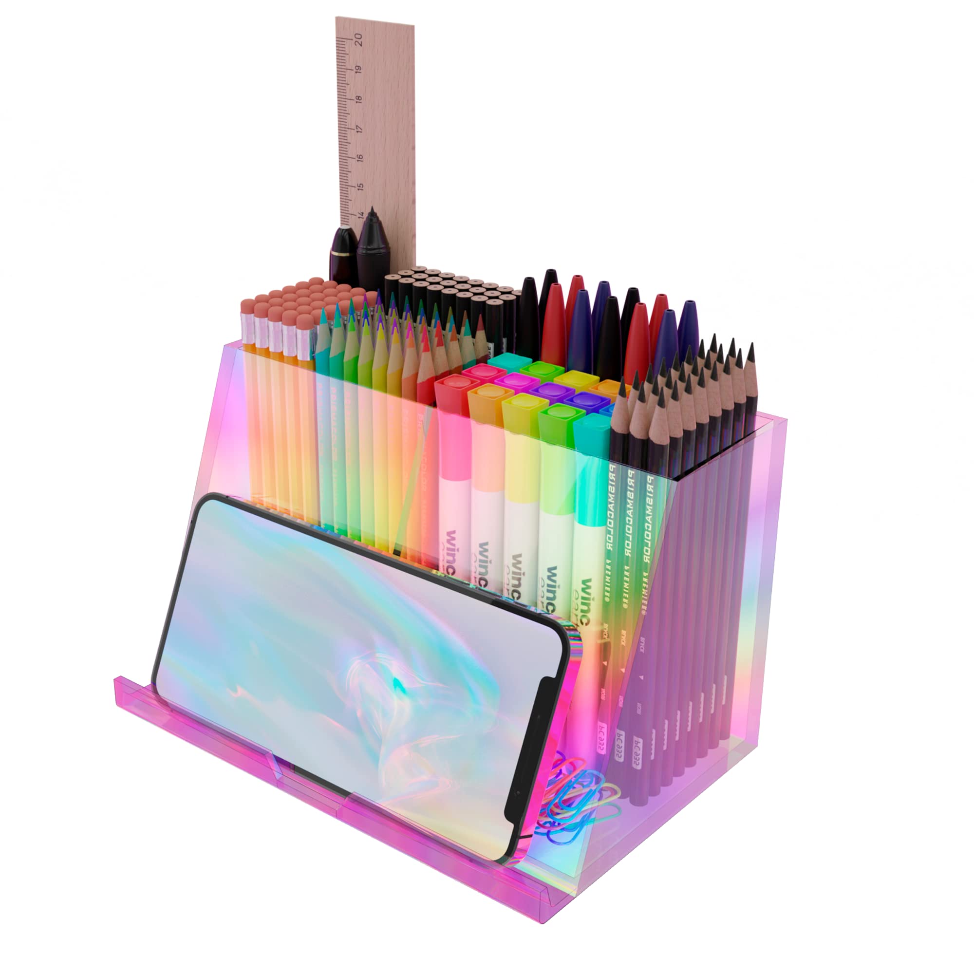 Mua iJoy Acrylic Desk Organizer and Pen Holder – Pink Iridescent Office ...