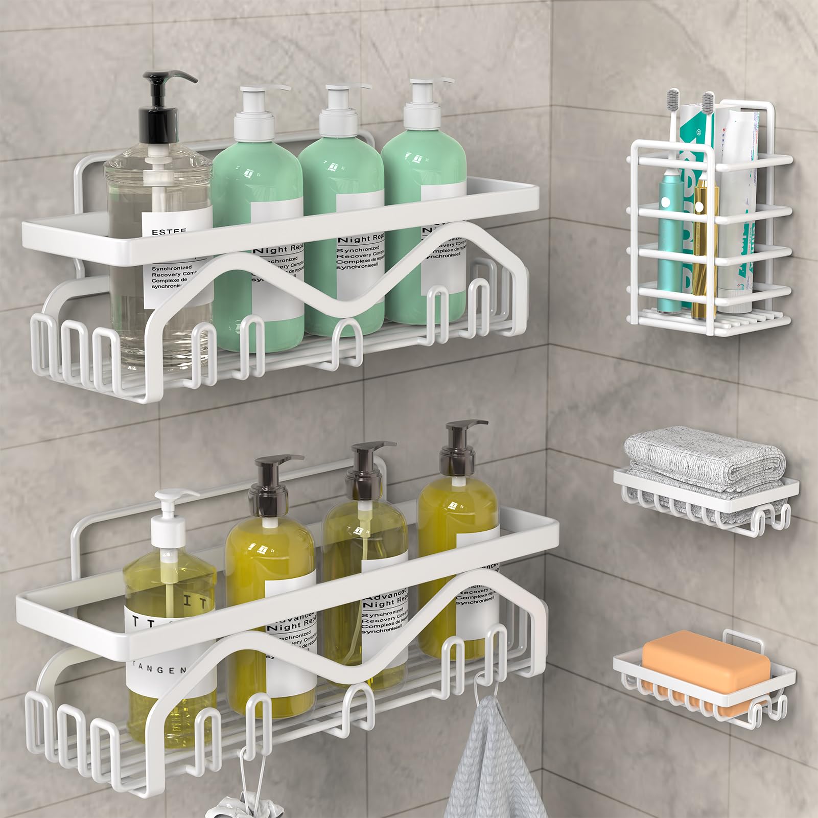 Coraje Shower Caddy, Shower Shelves [5-Pack], Adhesive Shower Organizer ...