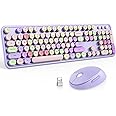 Amazon.com: Wireless Keyboard and Mouse Combo, MOFII Full-Size Retro Round Keyboard and Mouse, 2 ...