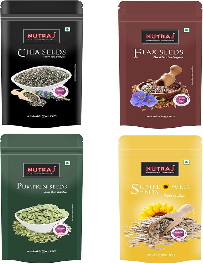 Nutraj Combo Pack of 4 (Pumpkin, Chia, Flax, Sunflower) Seeds - 200g ...