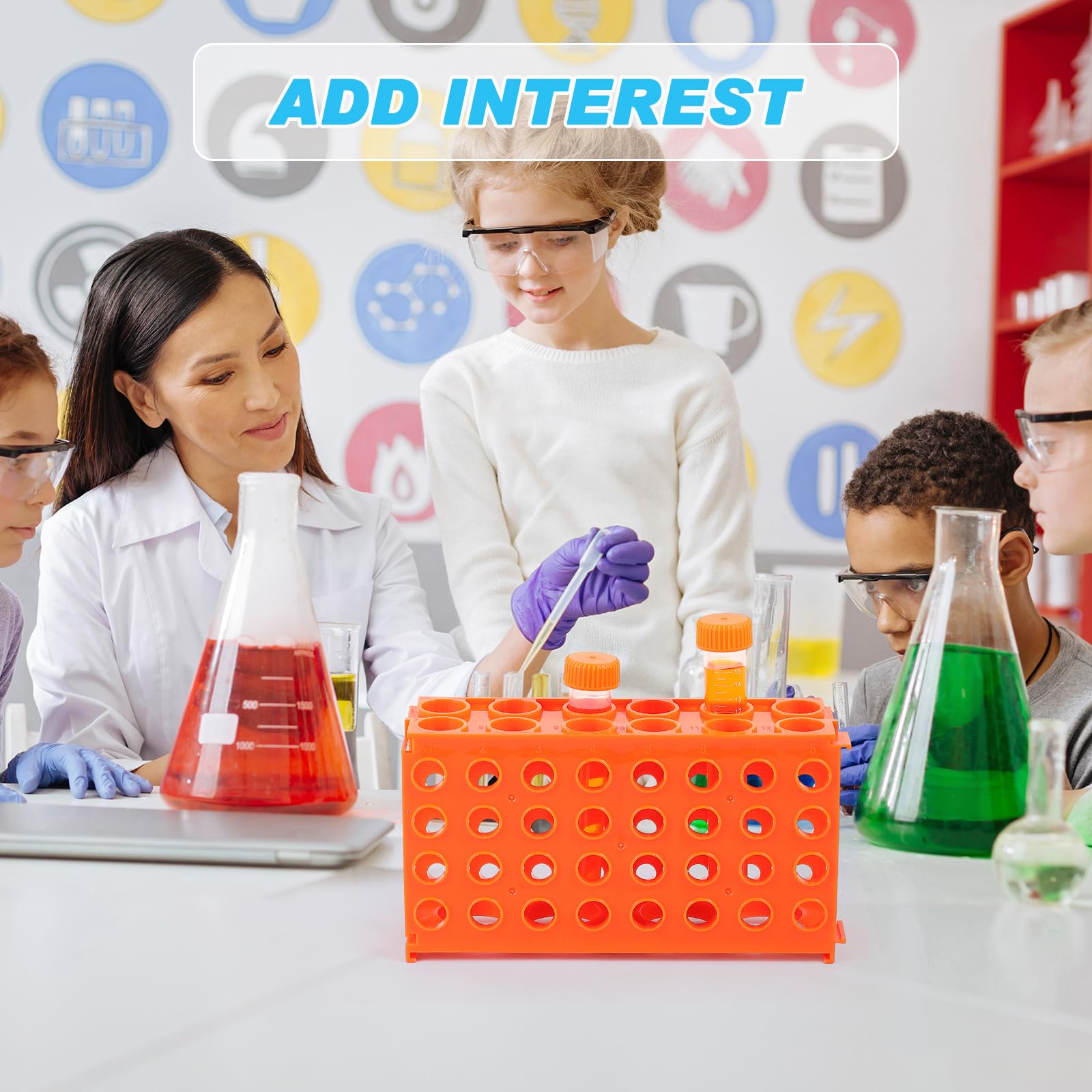 Tioncy 5 Pcs 4 Way Test Tube Rack Holder Plastic Lab Racks Assorted ...