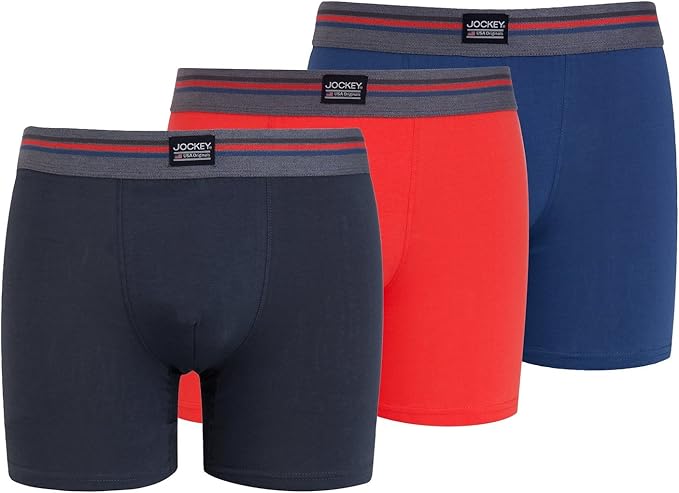 Jockey USA Originals Mens Pack of 3 Cotton Stretch Boxer Trunks ...