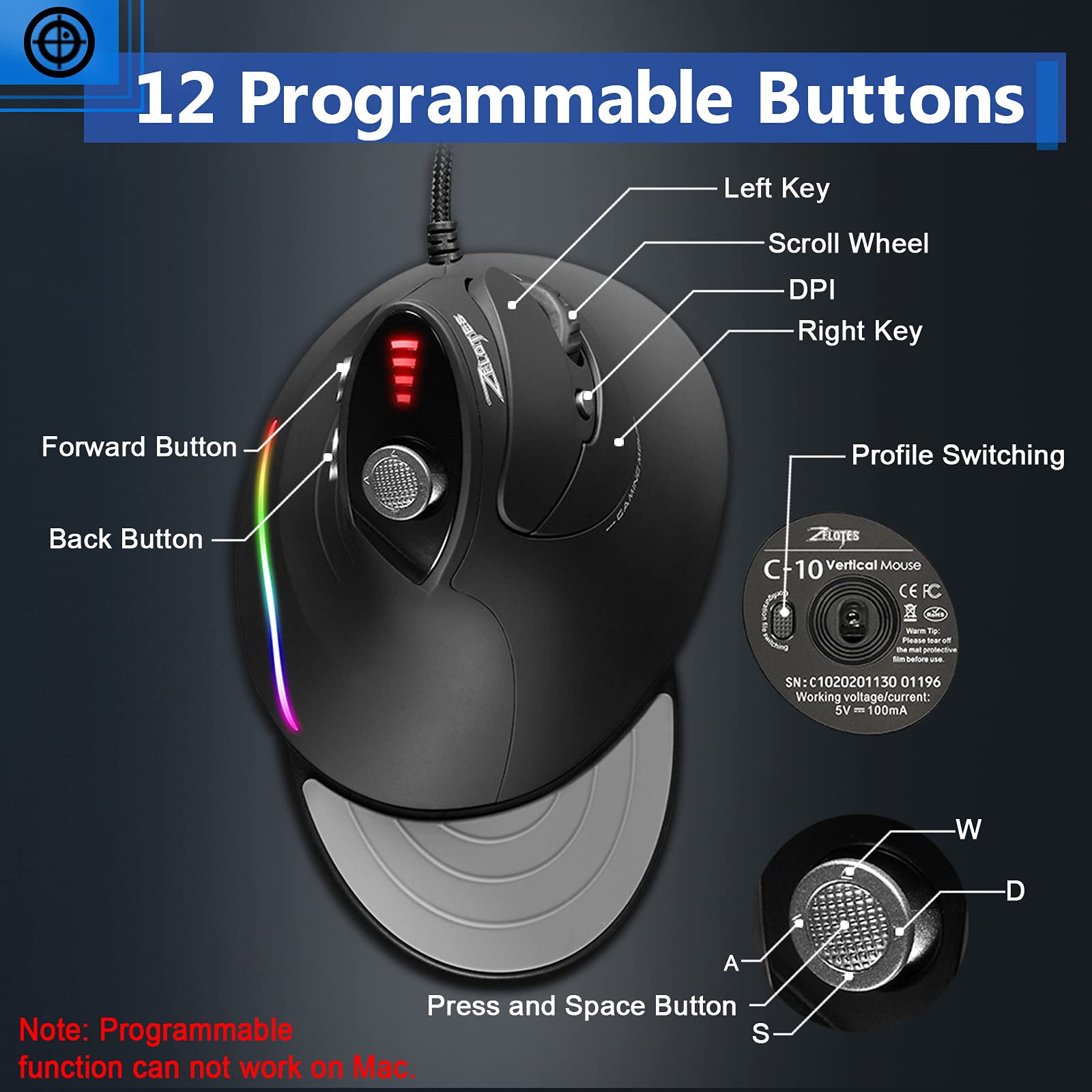 Mua TRELC Gaming Mouse with 5 D Rocker, Ergonomic Mouse with 10000 DPI ...