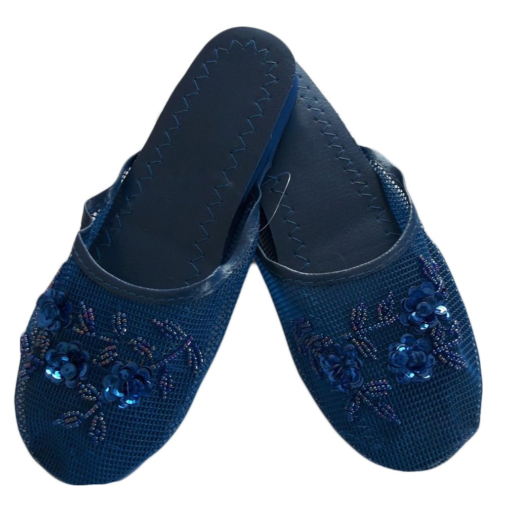 Women's Mesh Slippers With Sequin Available in 9 Colors (9, Dark Royal ...