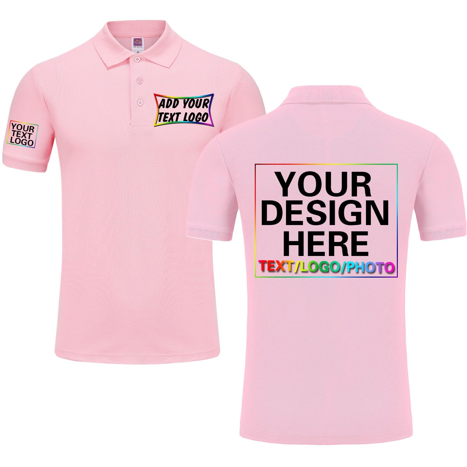 Custom Polo Shirt Design Your Own Text Logo Photo Name - Customized ...