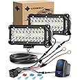 Amazon.com: LEDMIRCY 7 Inch LED Light Bar Kit with Rocker Switch Wiring ...