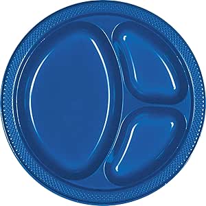 Amazon.com: Amscan Bright Royal Blue Divided Dinner Plates, 20ct, 10.25 ...
