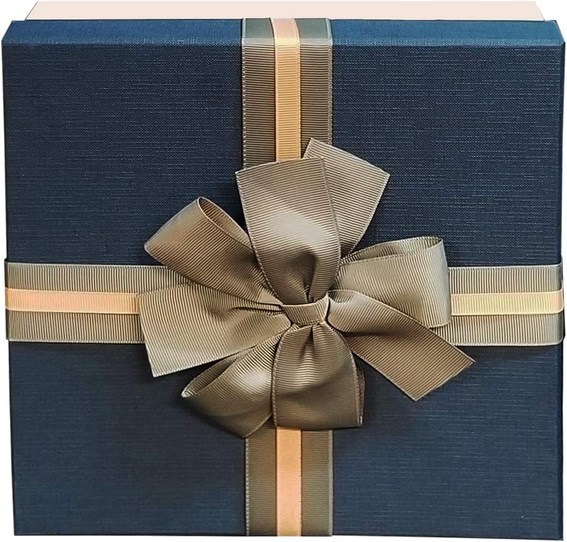 Luxury Presentation Gift Box Cream Box with Blue Lid Decorative Bow ...