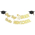 Amazon.com: Glittery Bye Bye 8th Grade Hello High School Banner, 8th ...