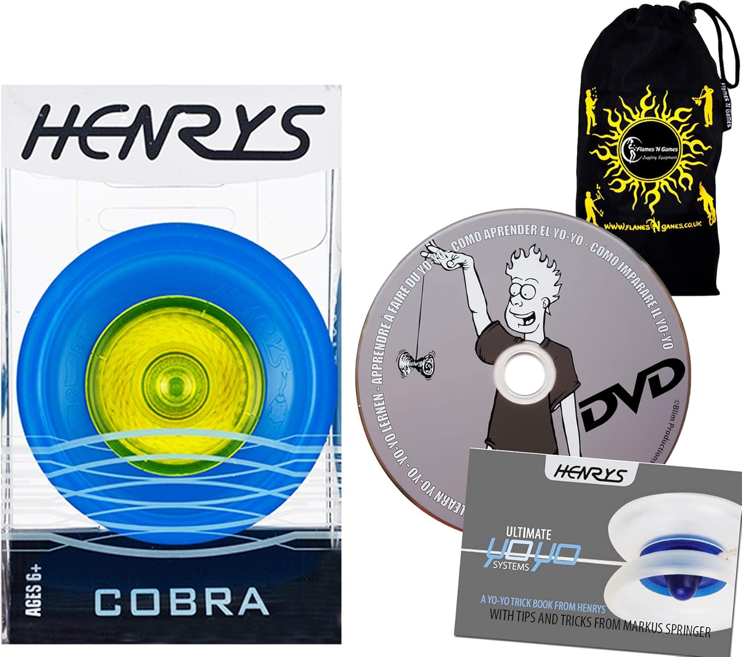 Henrys COBRA YoYos – Professional YoYo Set + LEARN Yo Yo Tricks DVD ...