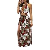 BIUBIU Women's Sexy Boho Floral Halter Summer Maxi Dress Beach Party ...