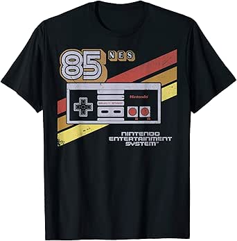 Amazon.com: Nintendo NES Controller Retro Stripe 85 Graphic T-Shirt T ...