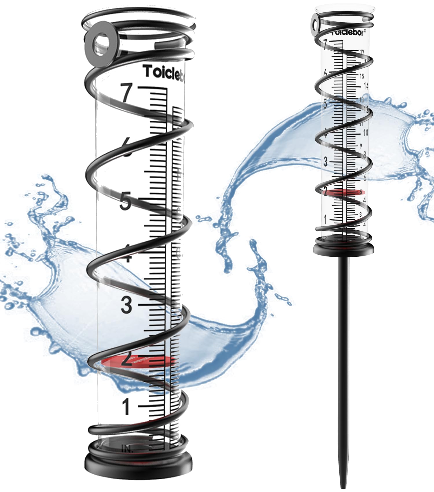 Toiclebor Rain Gauge Outdoor,Accurate Glass Tube with Metal Stand,Easy ...