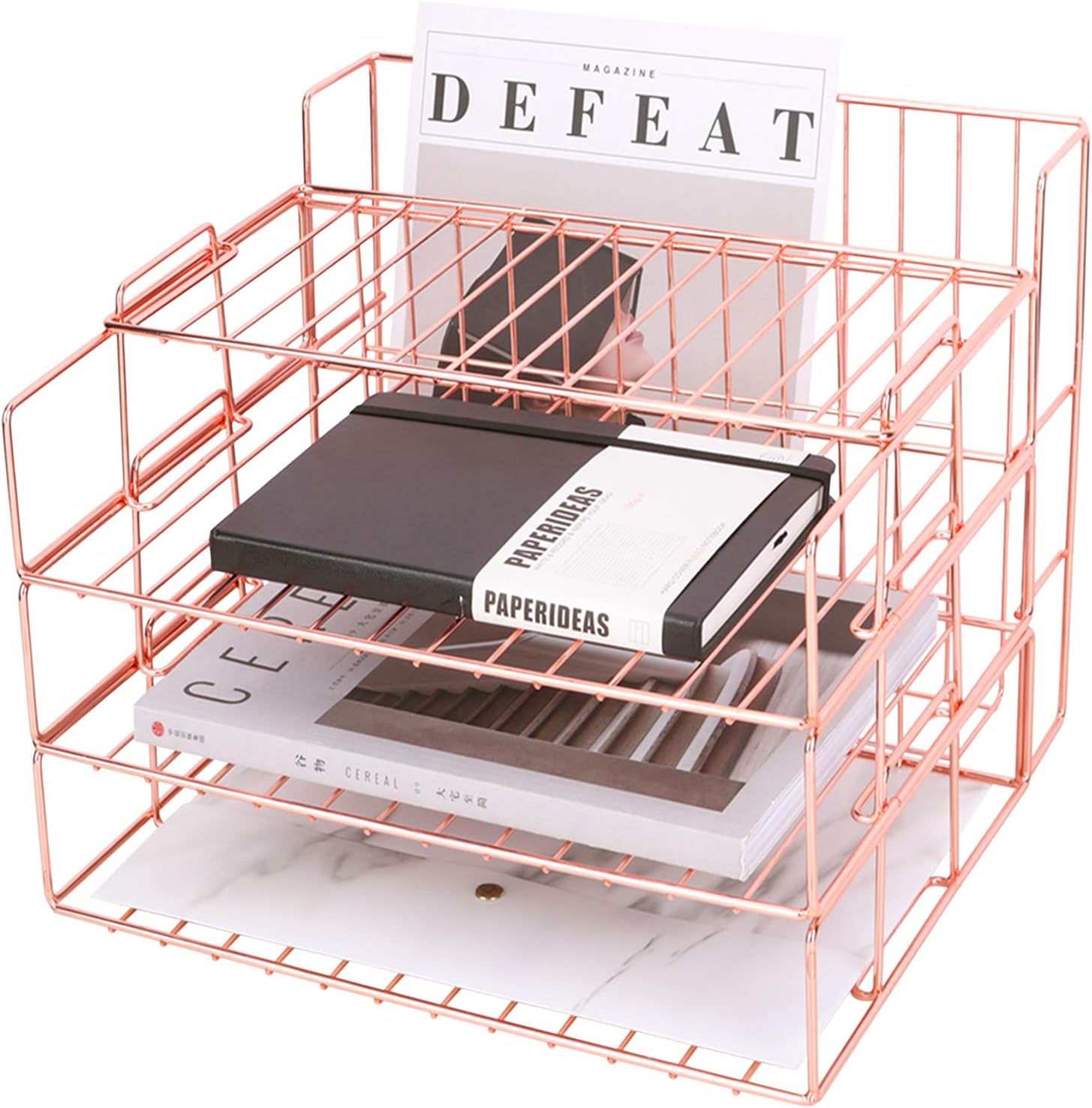 Simmer Stone Stackable File Tray, Wire Desk Paper Organizer for Mails ...