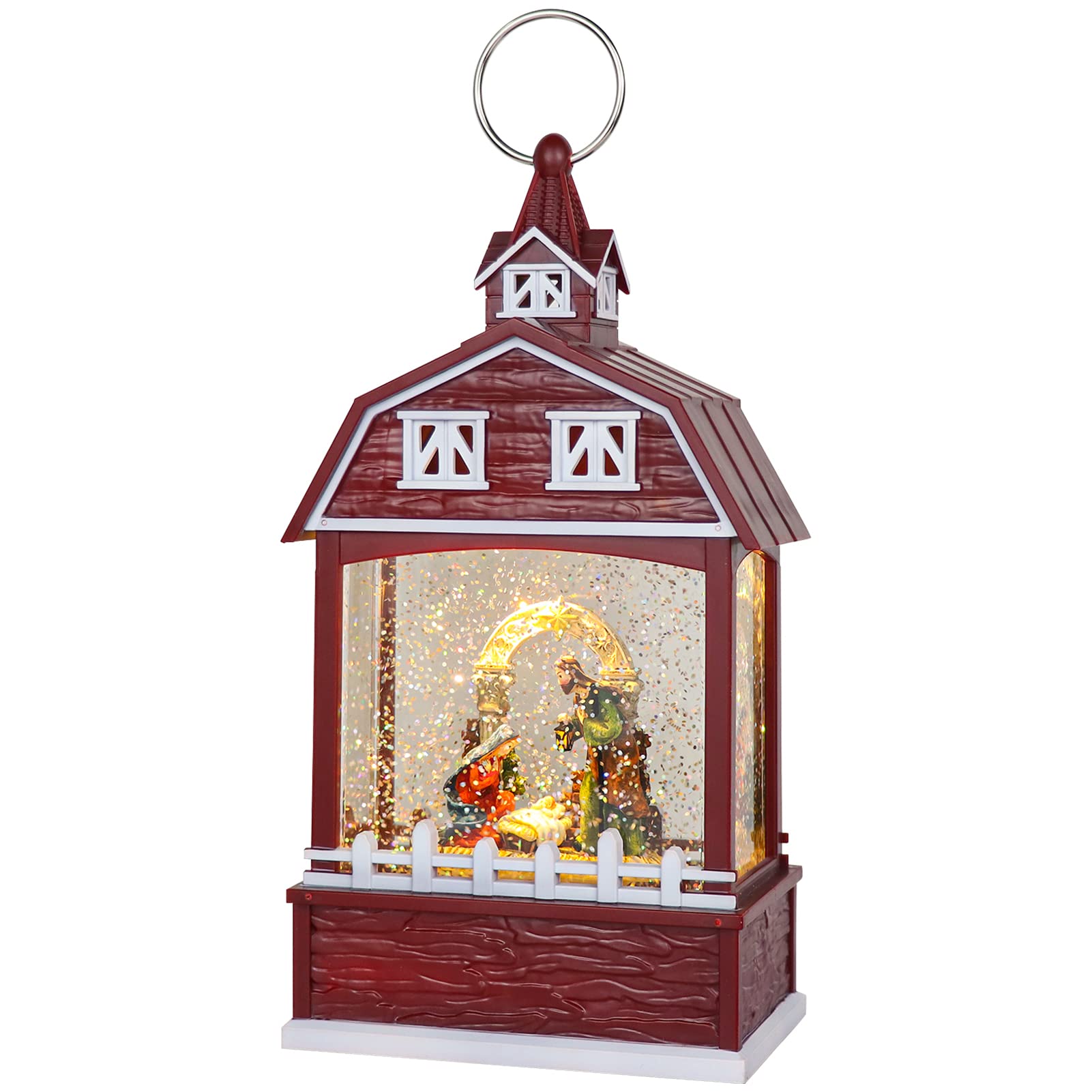 DRomance Christmas Singing Snow Globe Lantern Battery Operated USB ...