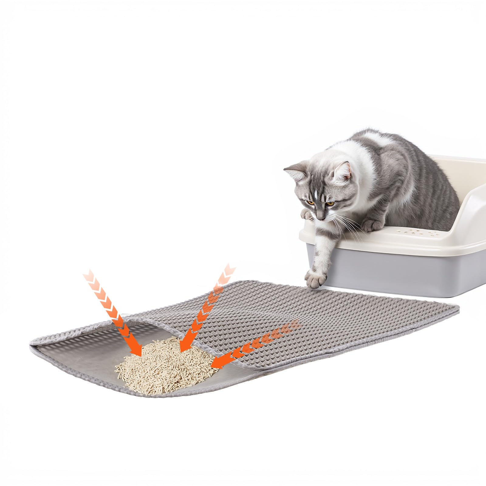 VEVOR Cat Litter Mat, 24 x 15 in, Double-Layer Litter Box Mat, Non-Slip ...