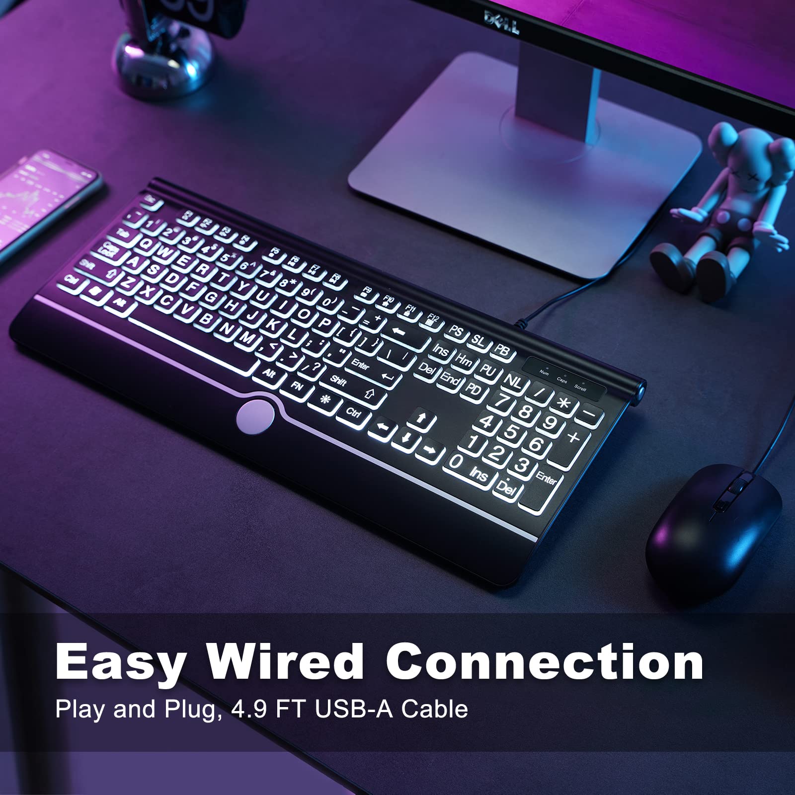 Mua Wired Keyboard and Mouse Combo - Large Print Light Up Keyboard ...