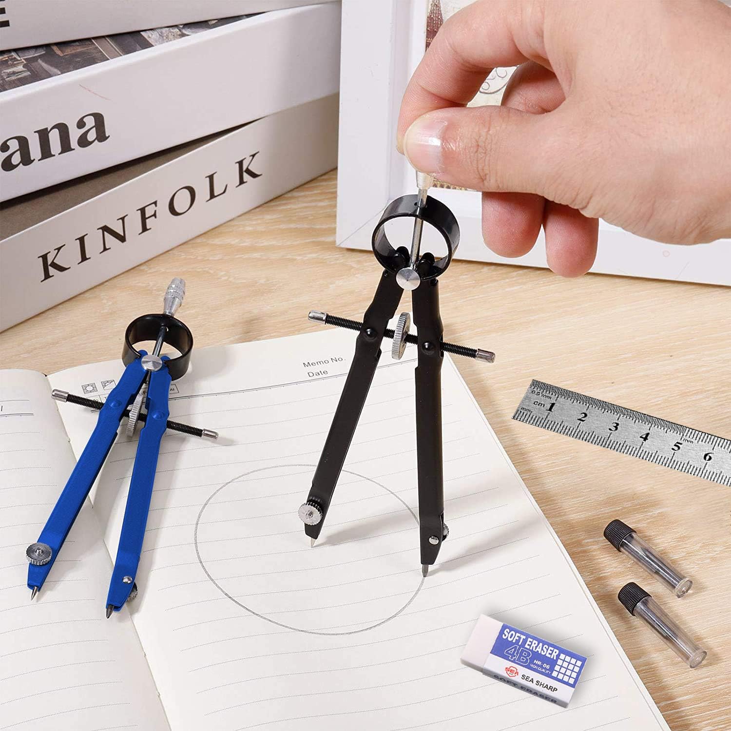 2 Pack Professional Compass Maths Compass Geometry with Extra Lead ...