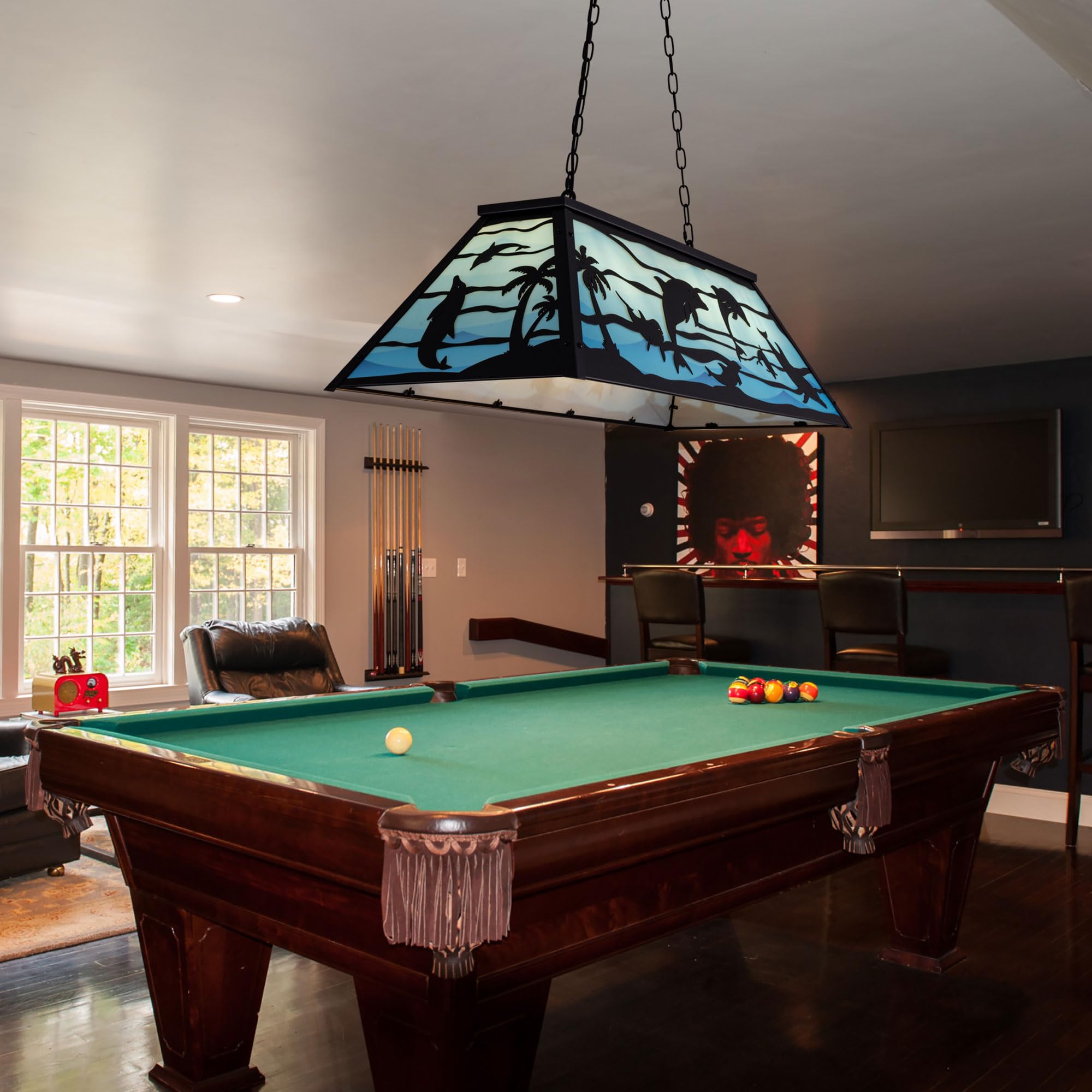 Wellmet Tiffany Pool Table Light 3 Lights, Game Room Billiard Table ...