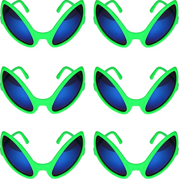 Bememo 6 Pieces Alien Glasses Green Plastic Alien Sunglasses for Adults ...