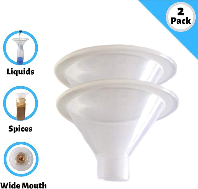 Wide Mouth Plastic Funnel, For Filling Jars and Bottles, 2 pc: Amazon ...